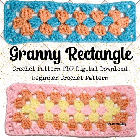 Granny Rectangle Crochet Pattern Pdf Digital Download Beginner