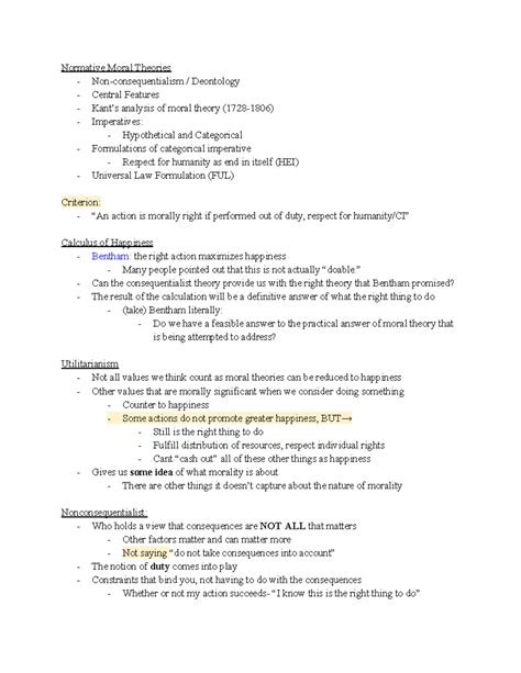 Normative Theory Normative Moral Theories Non Consequentialism