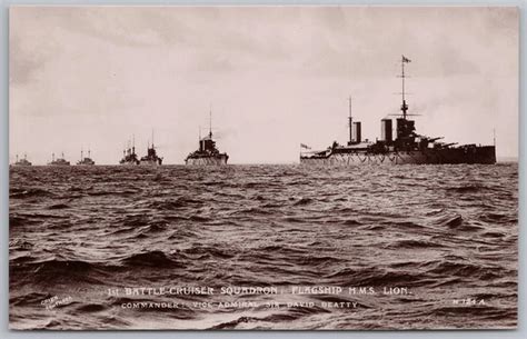 Royal Navy 1st Battle Cruiser Squadron Flagship Hms Lion Rp Postcard By