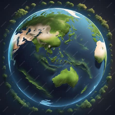 Representación 3d De Un Mapa Del Mundo Representación 3d Del Globo