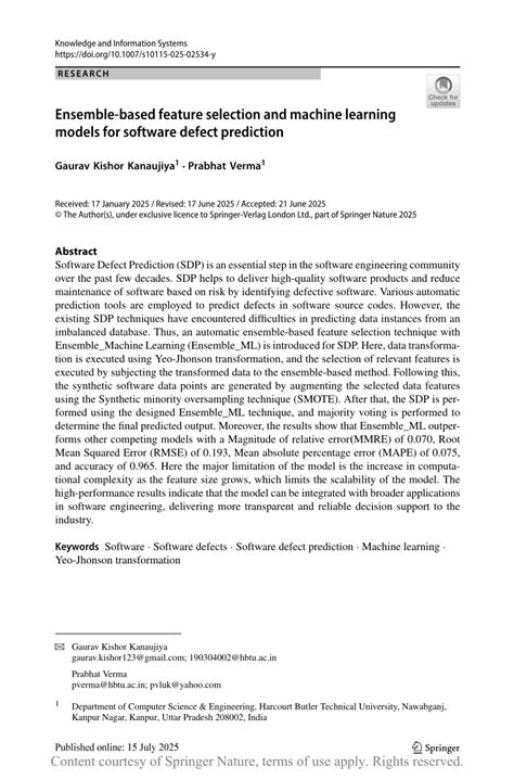 Ensemble Based Feature Selection And Machine Learning Models For Software Defect Prediction