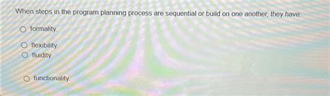Solved When Steps In The Program Planning Process Are