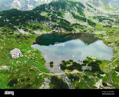 Aerial Panoramic View Of Seven Rila Lakes And Waterfalls In Nature Of