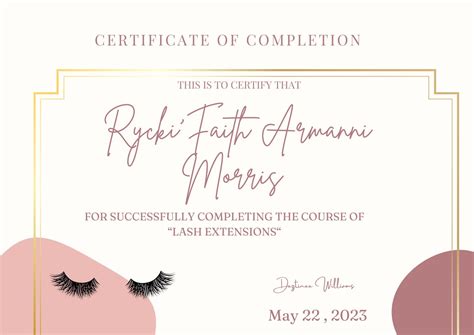 Certification Of Completion Lash Certificates Brow Etsy