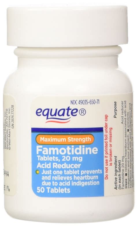 Equate Famotidine 20mg 100 Tablets Acid Reducer Maximum Strength