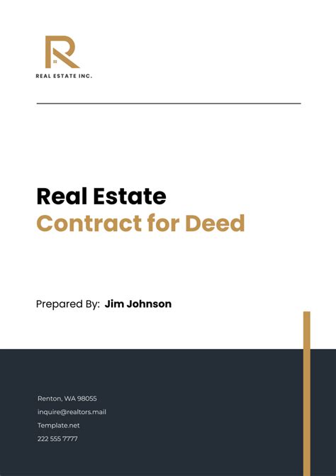 Free Real Estate Contract For Deed Template To Edit Online
