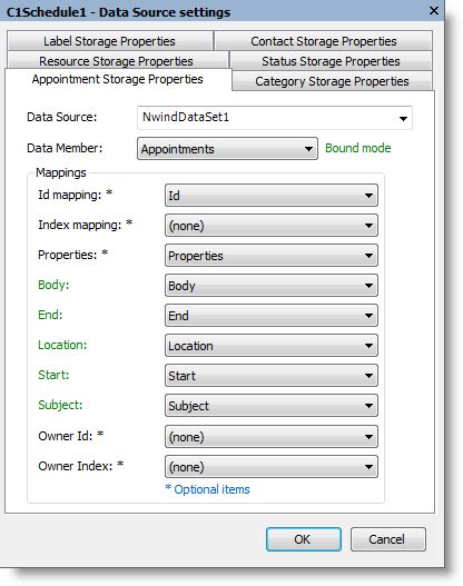 Data Mappings Scheduler For Winforms Componentone