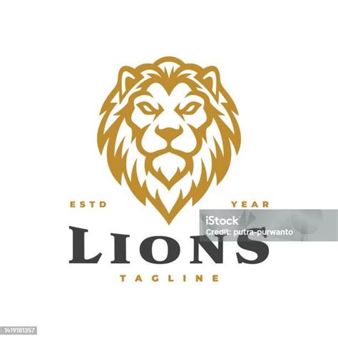 라이온 헤드 라인 아트 로고 디자인 라이온 벡터 일러스트 레이 션 갈기에 대한 스톡 벡터 아트 및 기타 이미지 갈기 고양잇과 금색 Istock