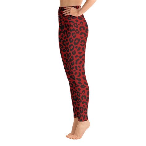 Red Hot Cheetah Print Yoga Leggings Etsy