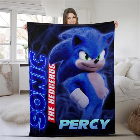 Custom Sonic The Hedgehog Blanket Personalized Cartoon Hedgehog Sherpa