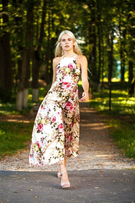 Full Body Portrait Of A Young Blonde Girl Stock Image Image Of Nature