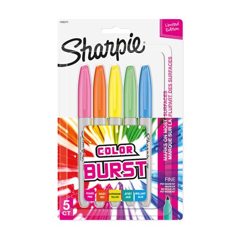 Sharpie Color Burst Permanent Markers Fine Point Assorted Colors 5