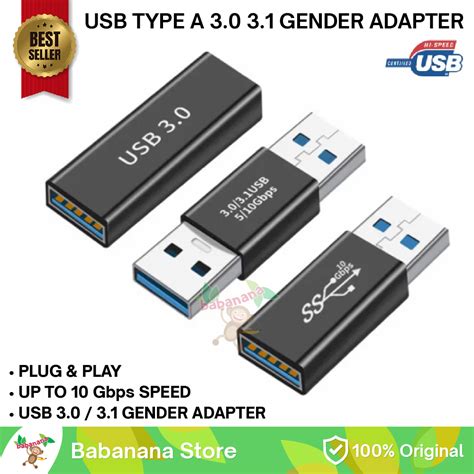 Jual Usb Gbps Gender Changer Adapter Converter Male Female Shopee Indonesia