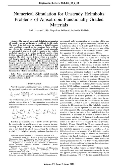 Pdf Numerical Simulation For Unsteady Helmholtz Problems Of
