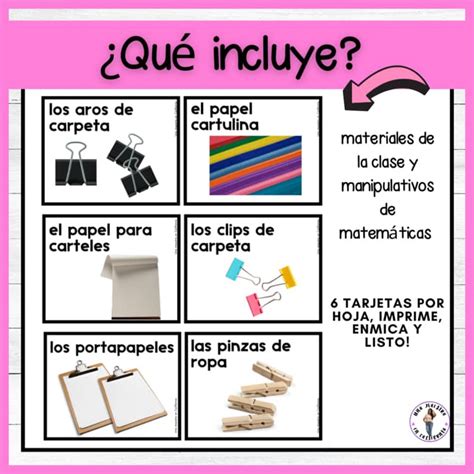 Spanish Classroom Labels With Real Pictures Visual Supply Cards In Spanish K 2