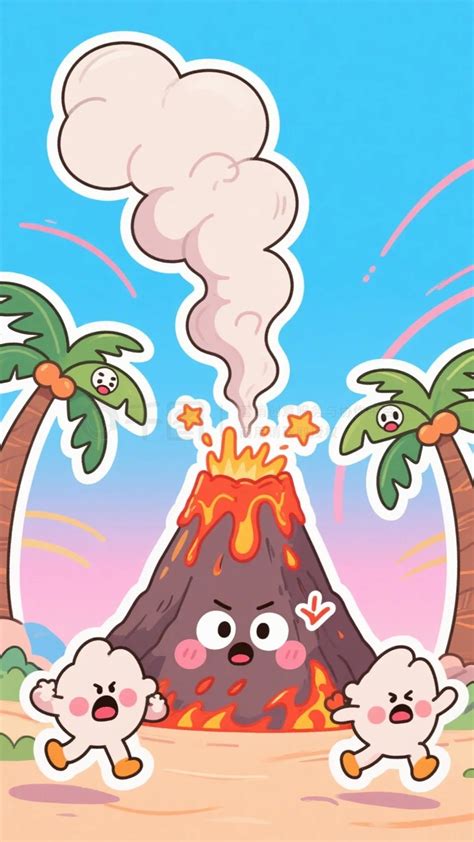 火山爆发ai数字艺术 Q版可爱火山爆发插画 Ai插画免费下载格式1872像素编号71973583 千图网