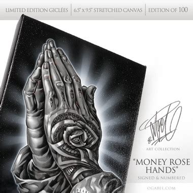 Og Abel Money Rose Hands 65x95 Stretched Canvas