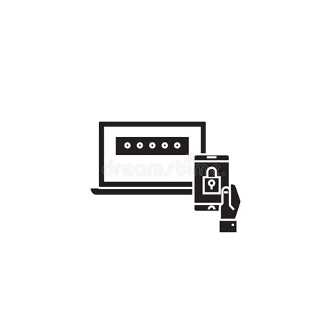 Two Factor Authentication Black Vector Concept Icon Two Factor Authentication Flat Illustration