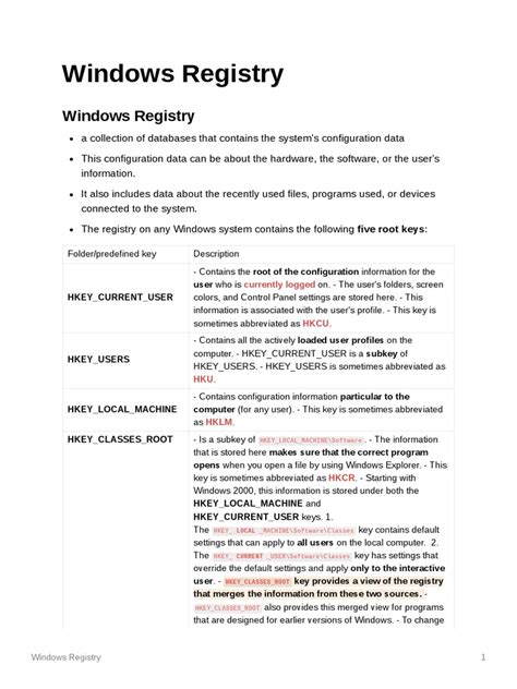 Windows Registry Pdf Windows Registry Microsoft Windows