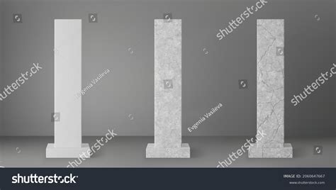 Concrete Square Columns Set Rectangular Plinth Stock Vector Royalty