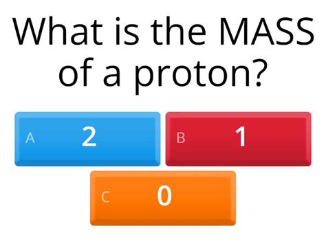 Subatomic Particles Mass Only Quiz