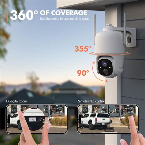 2k Ptz Outdoor Security Camera Wireless Battery Powered 360° View
