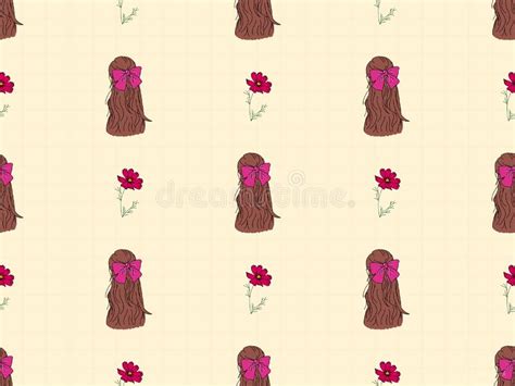 Girl Seamless Pattern On Orange Background Stock Vector Illustration Of Fashion Doodle 262308093