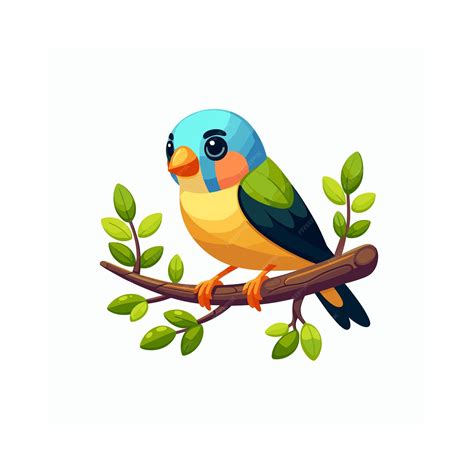 Premium Vector Cute Bird On Brach Tree Cartoon Vector On White Background