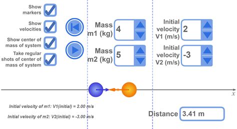 One Dimensional Elastic Collision Simulation Physics Zone