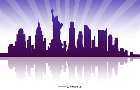 New York Skyline Silhouette Vector Nyc Skyline Vector Art Icons And