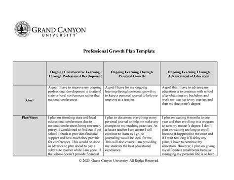 Professional Growth Plan Statement Examples At Marion Ohara Blog