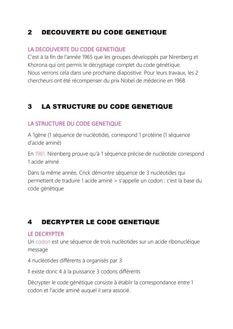 Tableau Du Code Génétique Pdf Et Exercices Corrigés De Svt Svt En Pdf