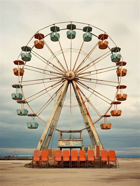 Vintage Ferris Wheel 60s Retro Design Ai Generated Illustration Stock