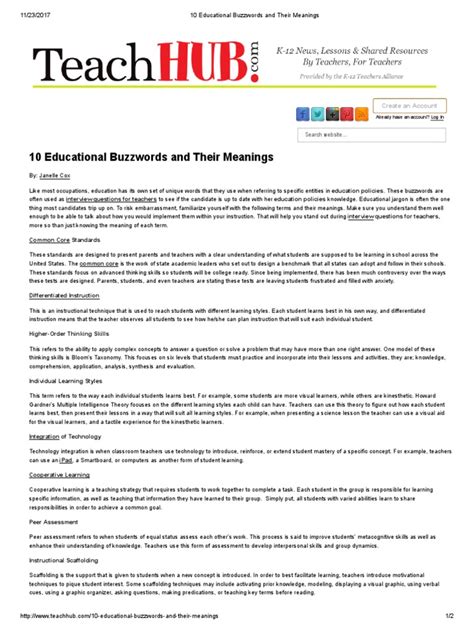 10 Educational Buzzwords And Their Meanings Pdf Learning Styles