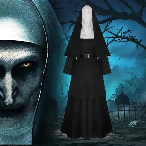 Nun Costume Mask For Halloween Cosplay Creepy Horror Movie Fancy Dress