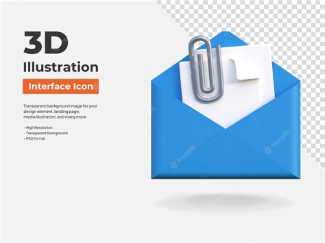 Premium Psd Email Document Attachment Interface Isolated 3d Icon