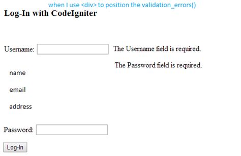 javascript how can i put validation errors at the right side of