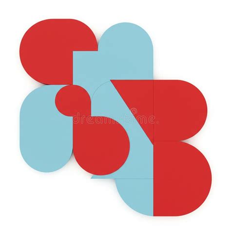 Abstract Geometric Design Featuring Interlocking Blue And Red Shapes On