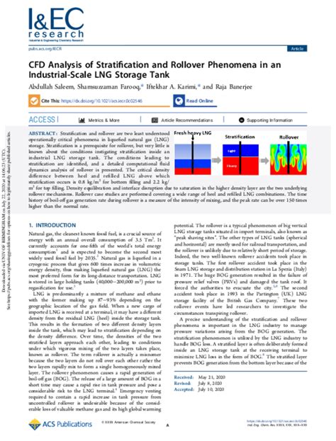 Pdf Cfd Analysis Of Stratification And Rollover Phenomena In An