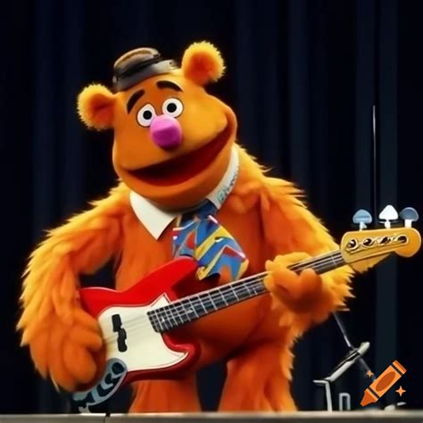 Fozzie Bear Playing Bass Guitar On Stage On Craiyon