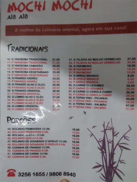 Menu At Mochi Mochi Restaurant Rolândia