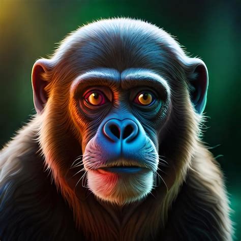Premium Photo A Digital Painting Of A Monkeys Face With A Blue Nose