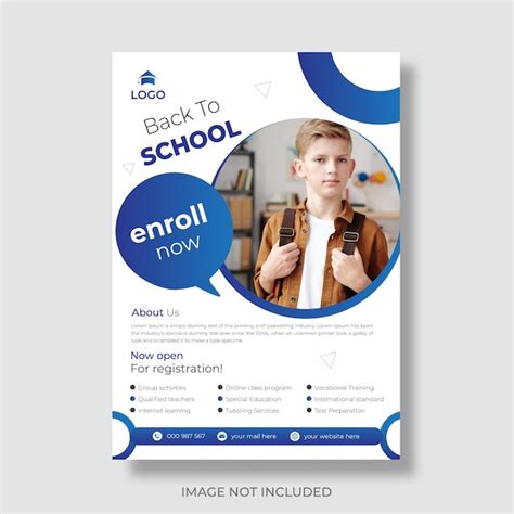 학교 입학 전단지 디자인 서식 파일 프리미엄 벡터