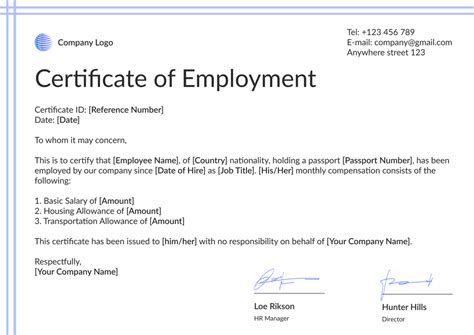 Employment Certificate Templates Free To Customize And Download