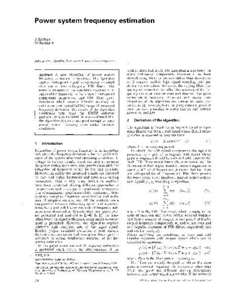 Pdf Power System Frequency Estimation