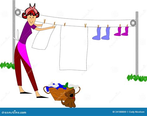 Retro Mom Doing Laundry Stock Vector Illustration Of Lady 24188800