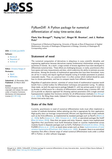 Pdf Pynumdiff A Python Package For Numerical Differentiation Of Noisy Time Series Data