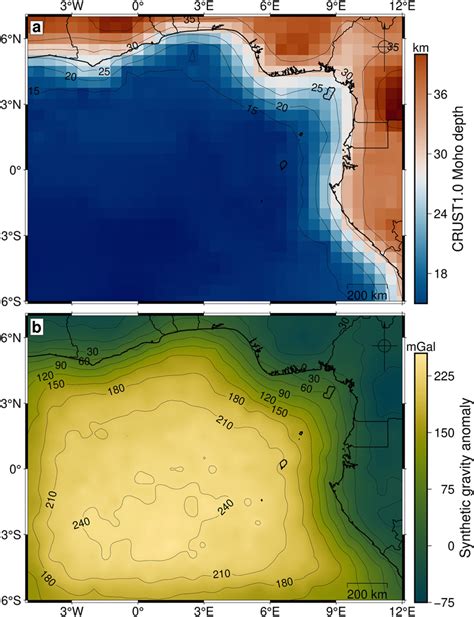 a moho depth of a discretized model derived from crust1 0 this map