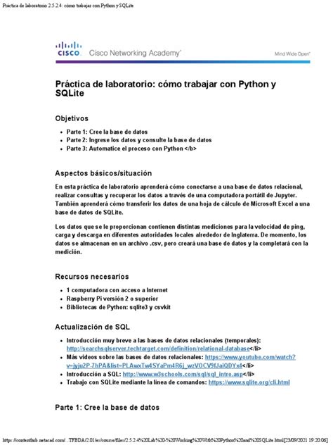Práctica De Laboratorio 2524 Cómo Trabajar Con Python Y Sqlite Pdf