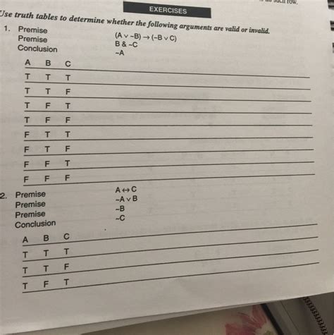solved exercises use truth tables to determine whether the